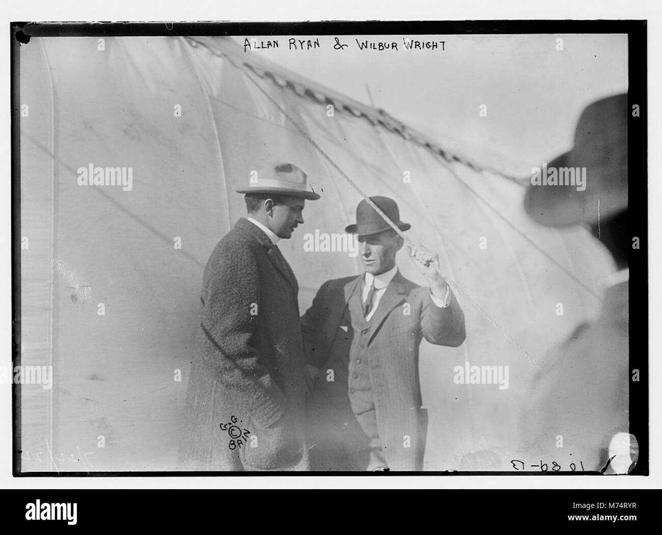 This photograph captures aviation pioneers Allen and Wilbur Wright ...