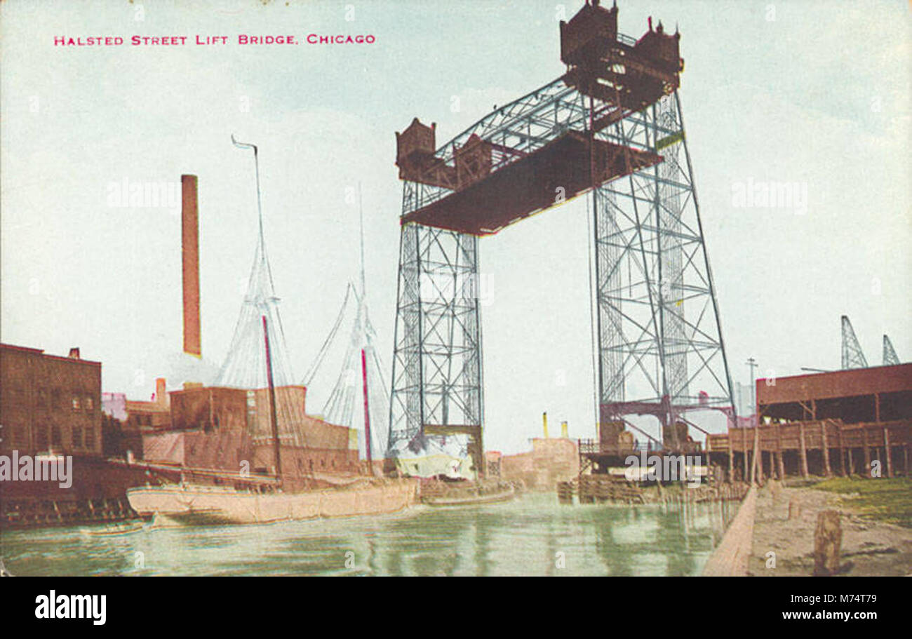 The Halsted Street Lift Bridge, an important engineering landmark in ...