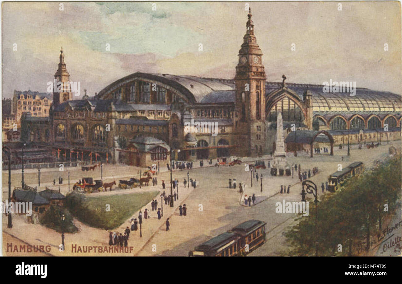 A historical image of the Hamburg Hauptbahnhof (main train station) in ...