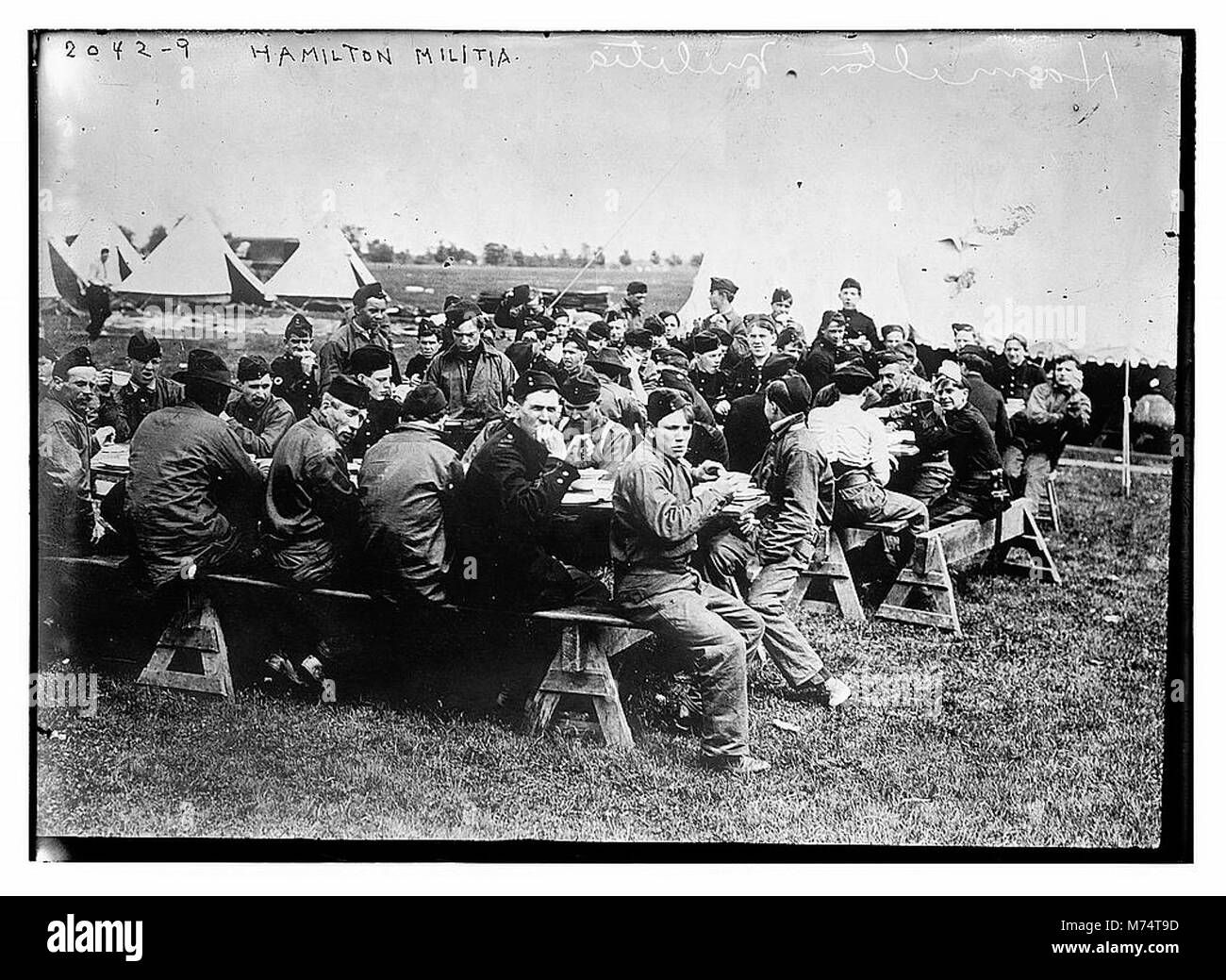 A photograph of the Hamilton militia, capturing the military formation ...