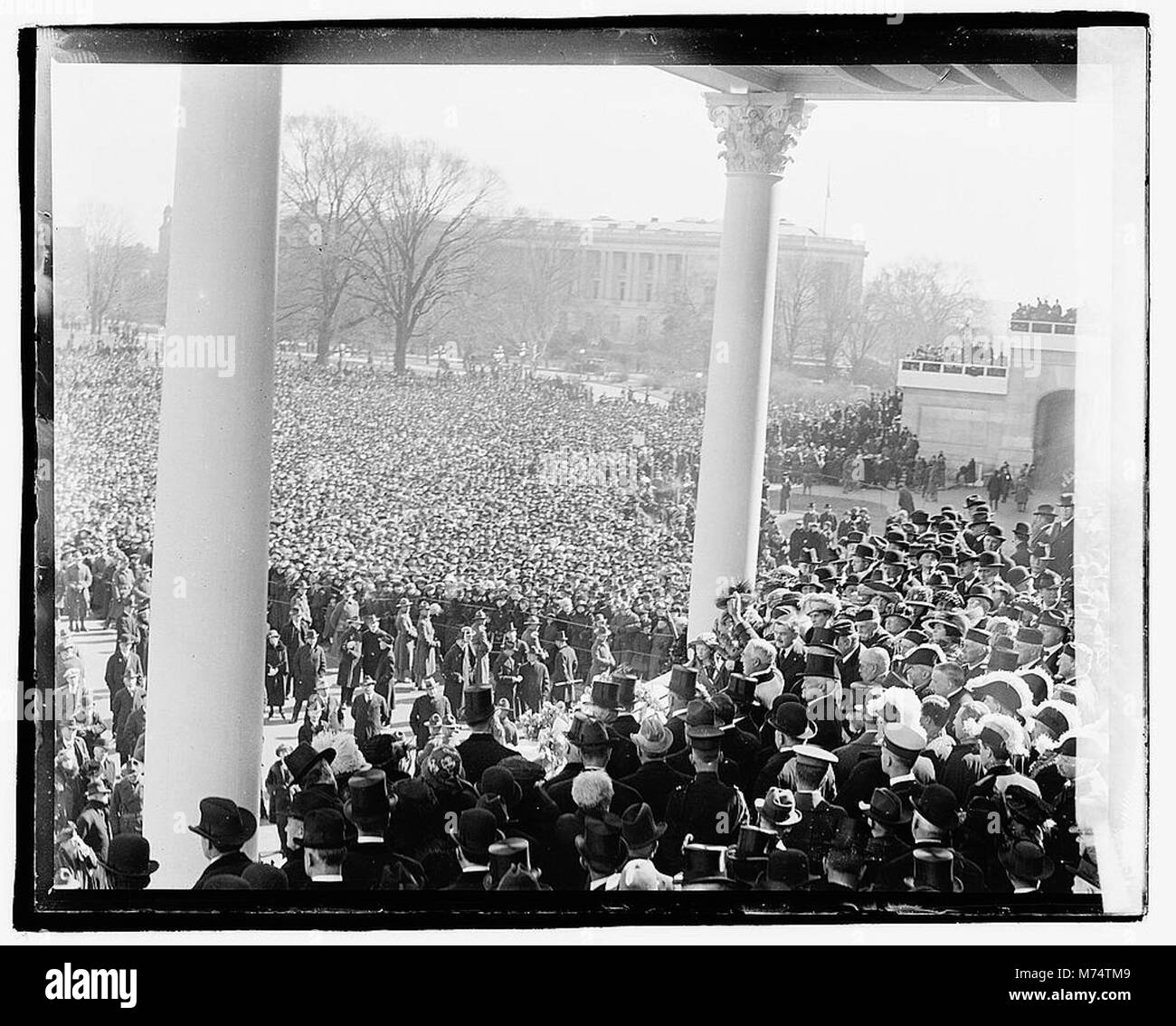 A photograph of President Warren G. Harding delivering an address ...