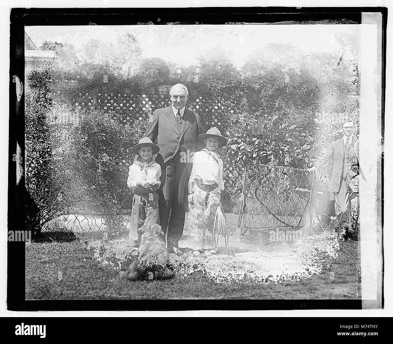 Photograph of Harding with individuals Jack and Bob Kneipp. Captured as ...
