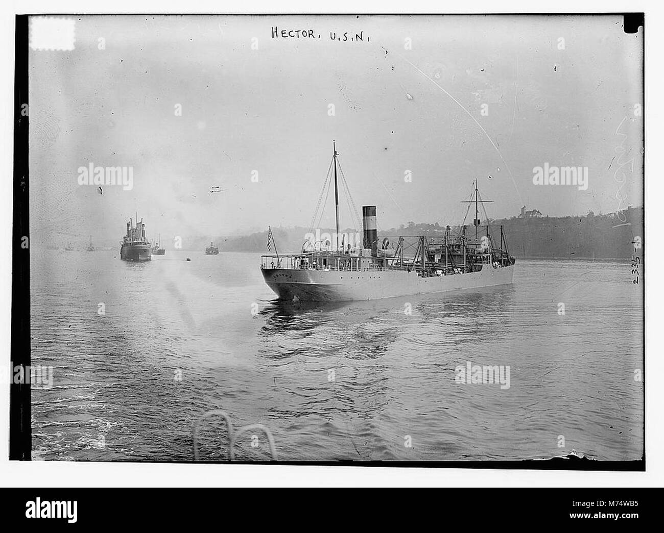 A portrait of the USS Hector (U.S. Navy), a ship that served in various ...