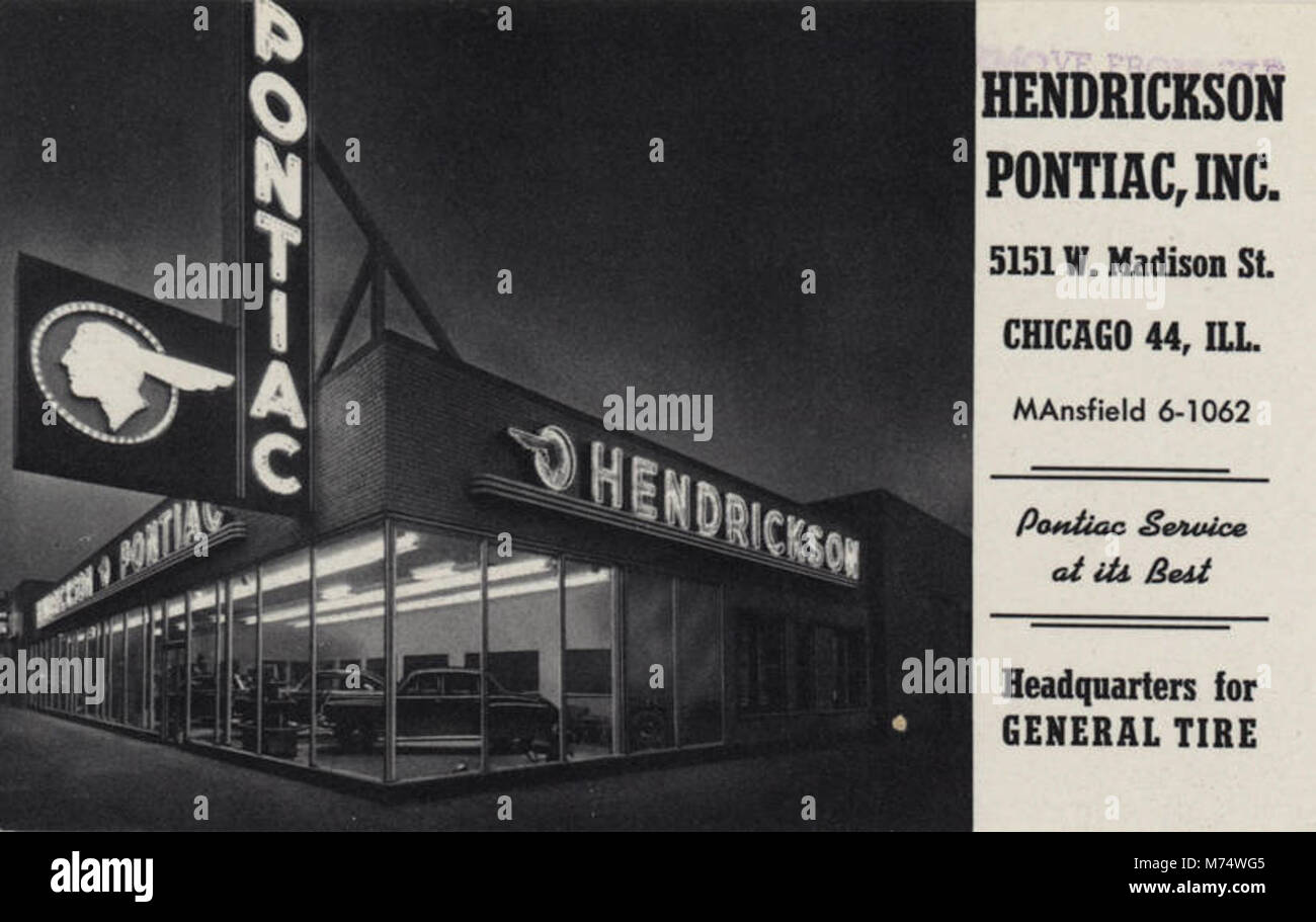 A photograph of Hendrickson Pontiac, Inc., showcasing the car ...