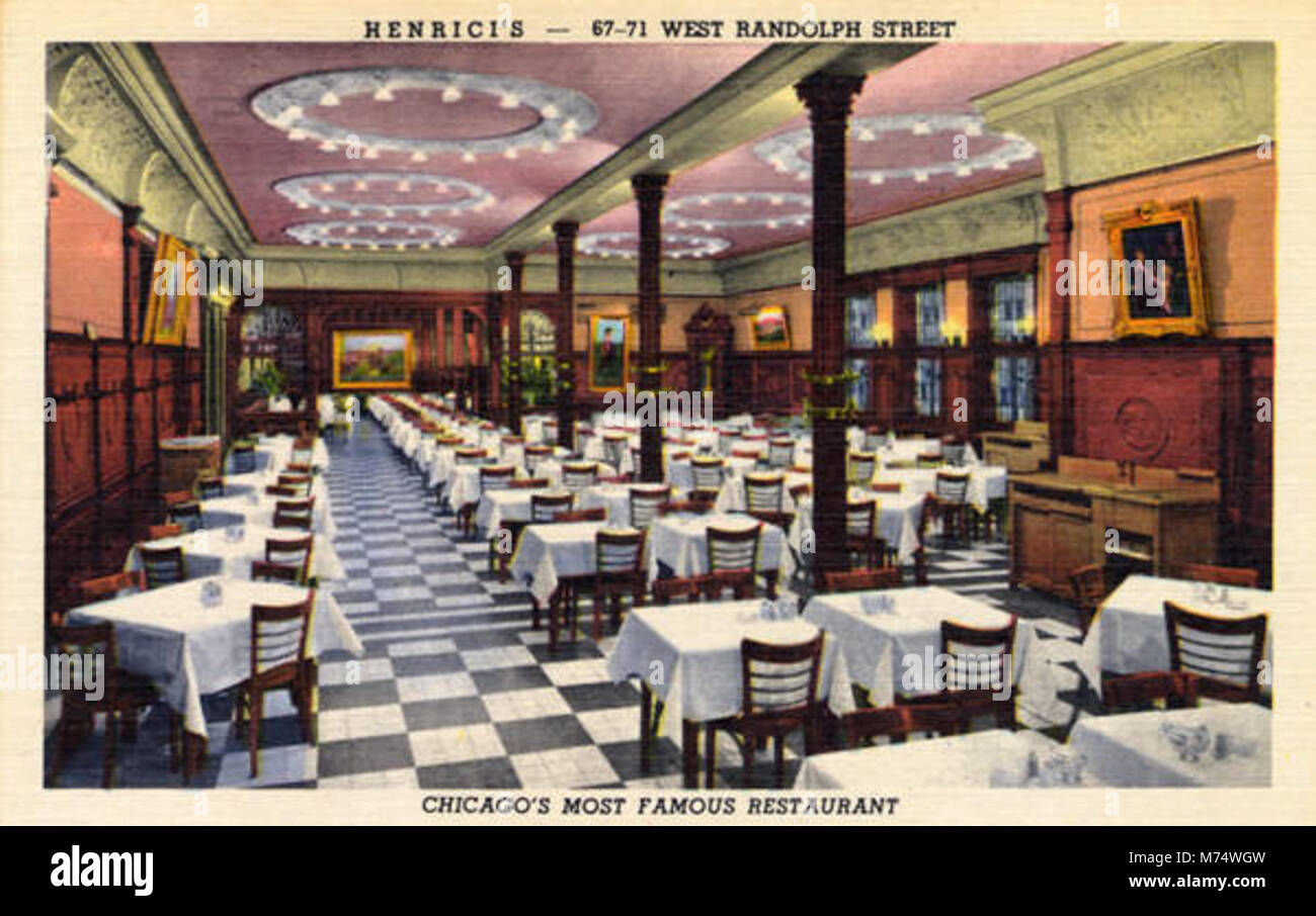 Henrici's is depicted in this historical photograph, representing a ...