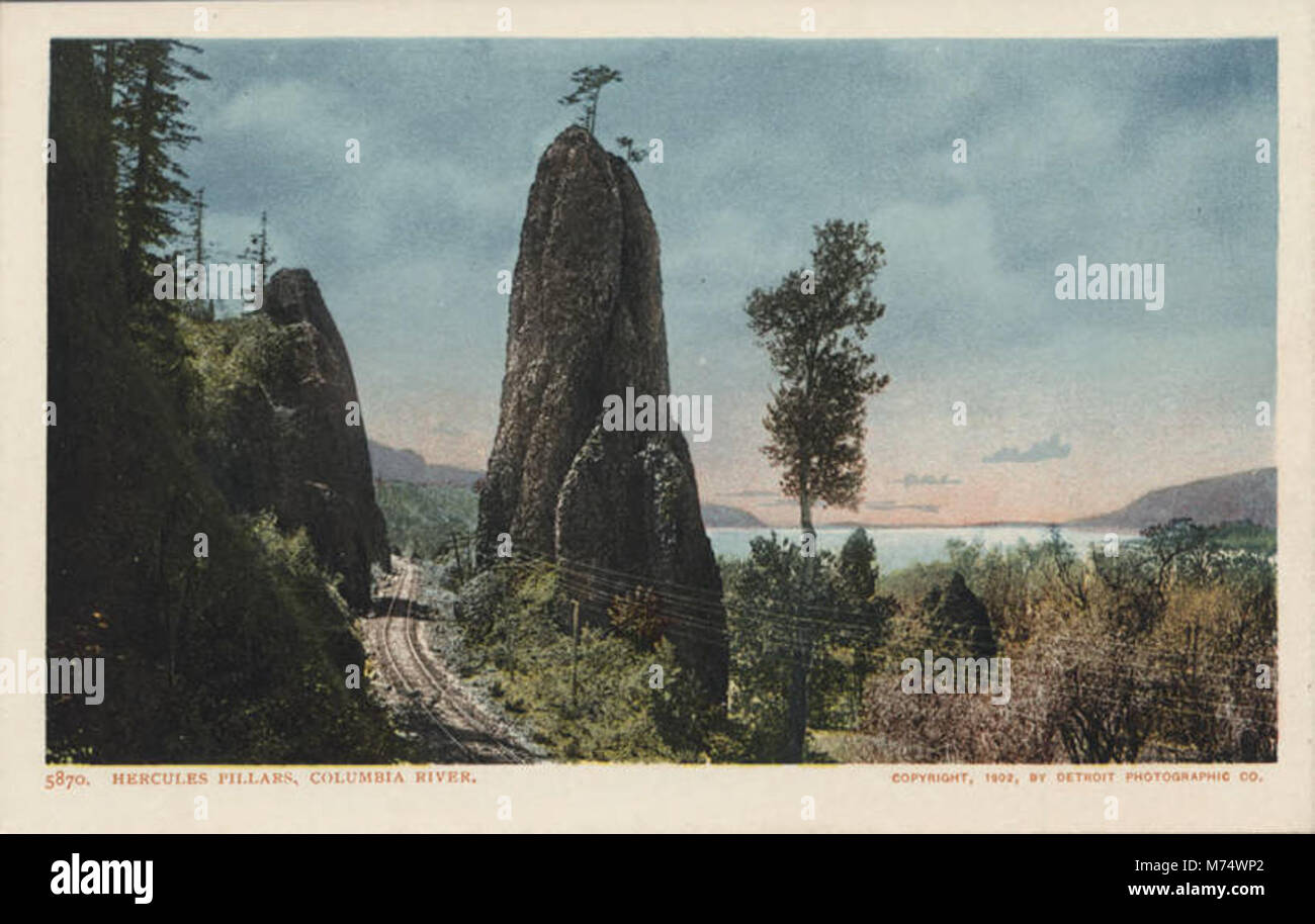 A photograph of the Hercules' Pillars rock formation along the Columbia ...
