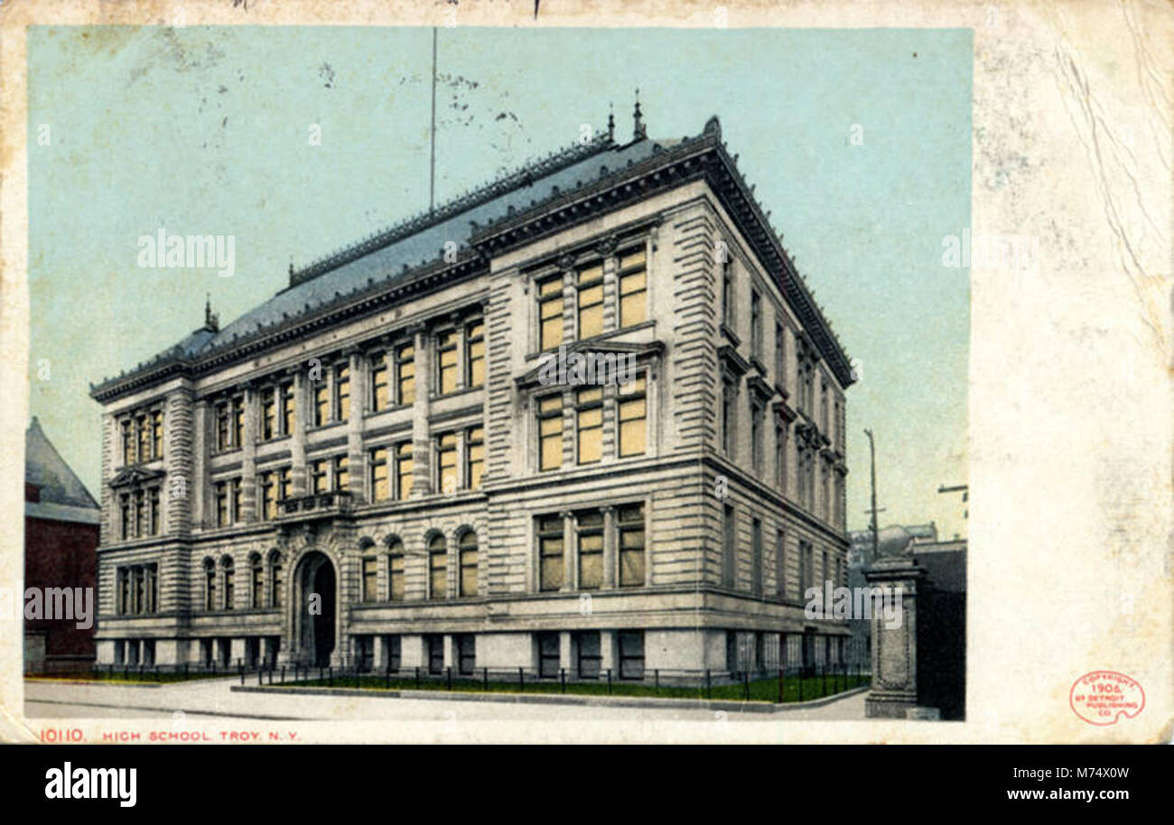 A depiction of a high school building, illustrating the educational ...
