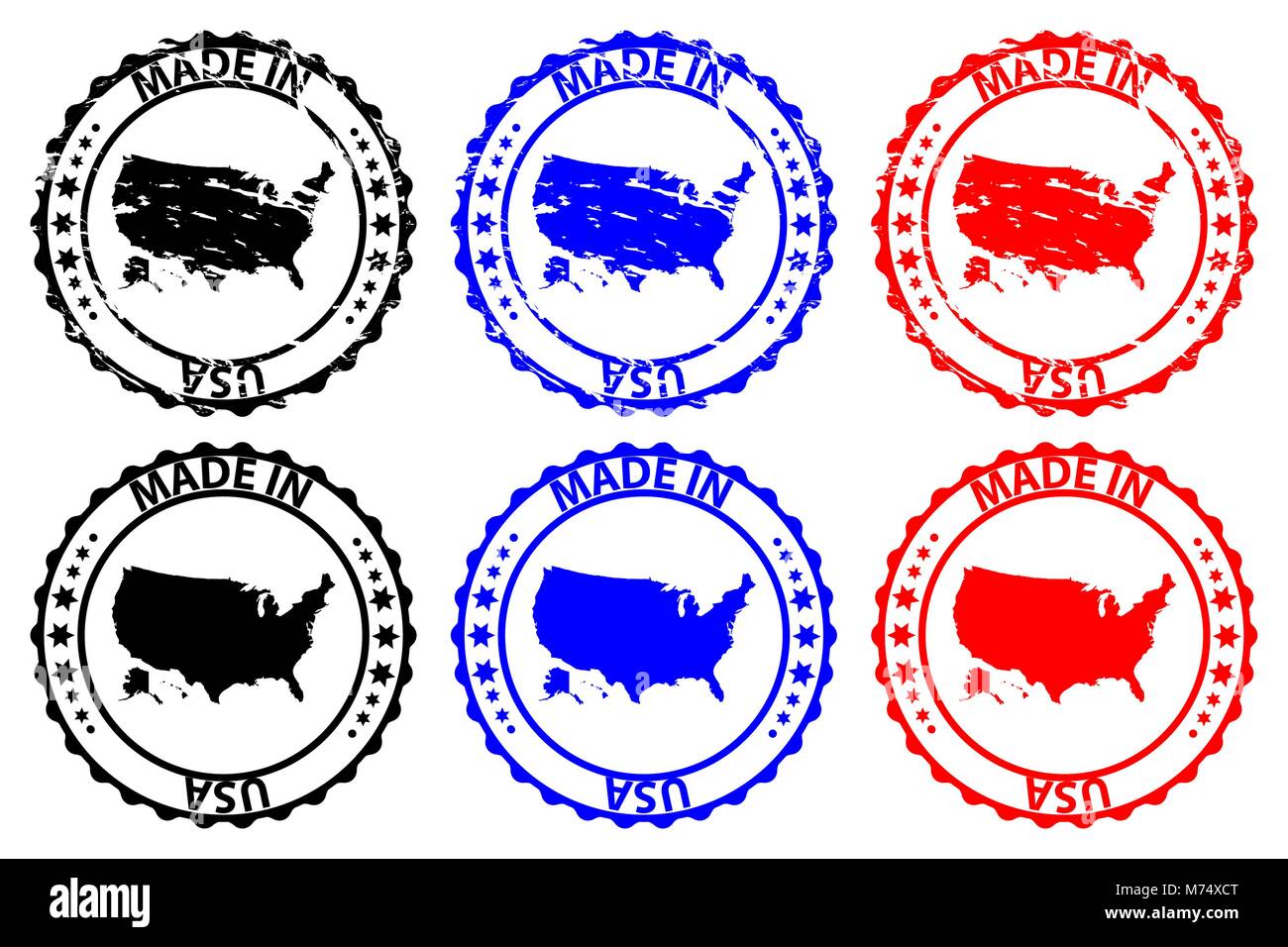 Made in USA - rubber stamp - vector, United States of America map ...