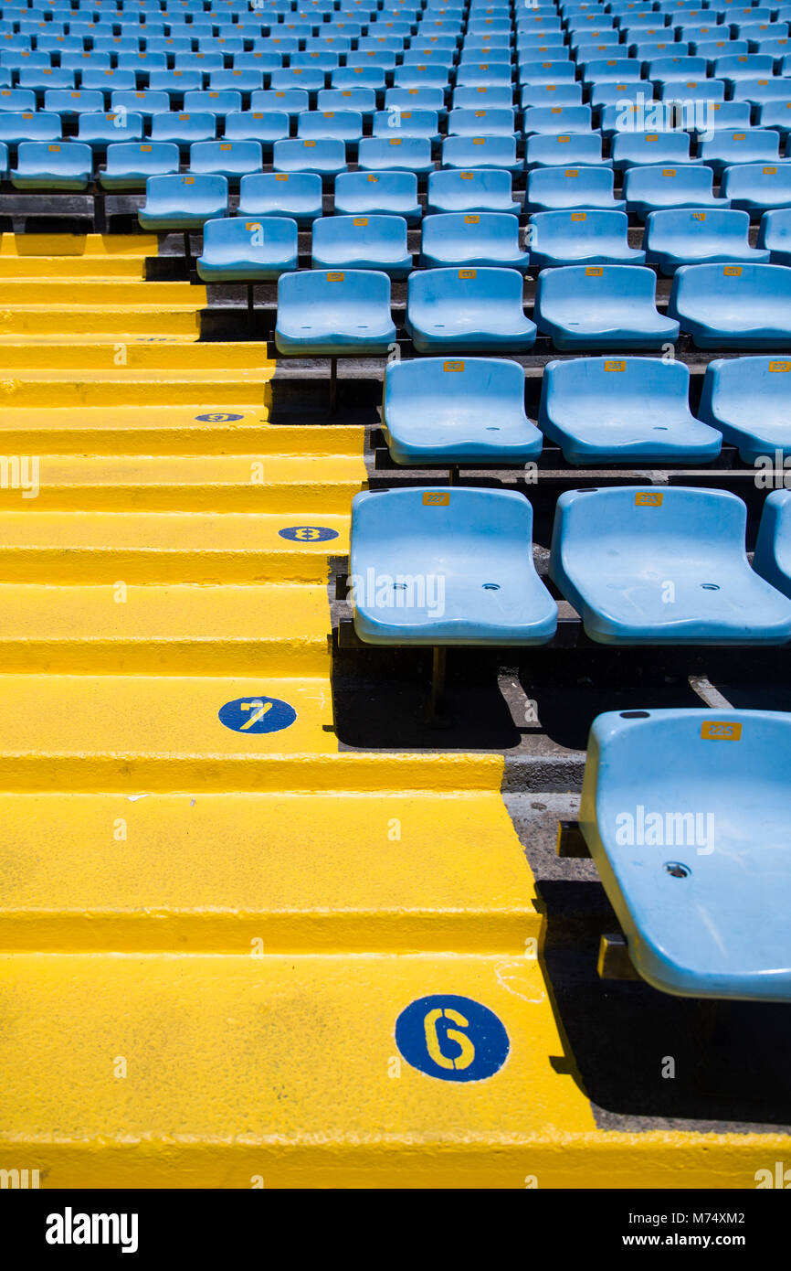 Closeup detail of the seats on the football stadium Stock Photo - Alamy