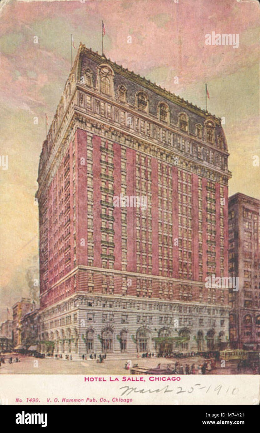 A photograph of the Hotel La Salle in Chicago, an iconic building ...