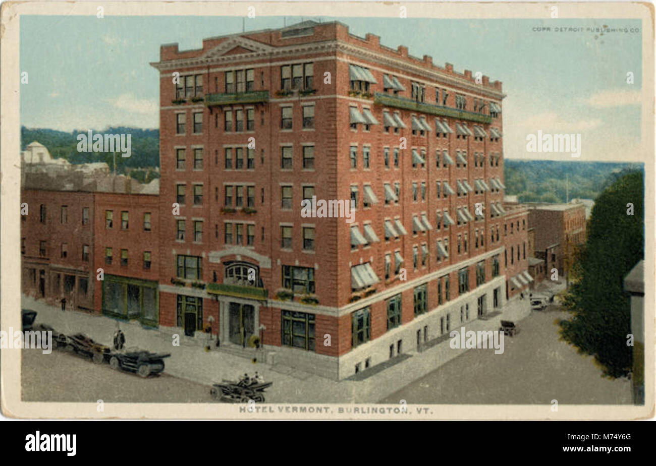 A historical photograph of the Hotel Vermont, known for its distinctive ...