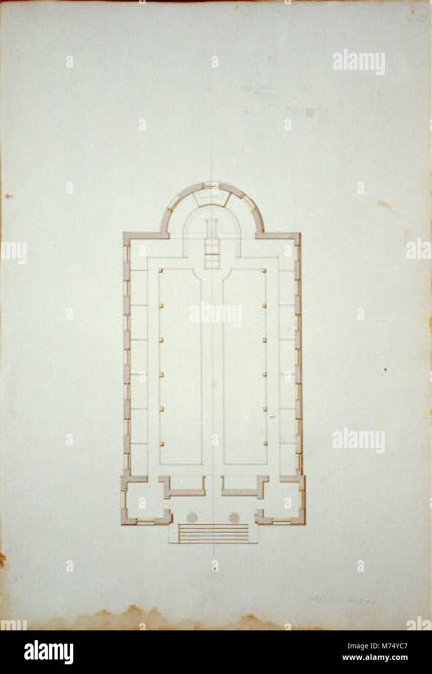 The floor plan of Shockoe Church in Virginia highlights the ...