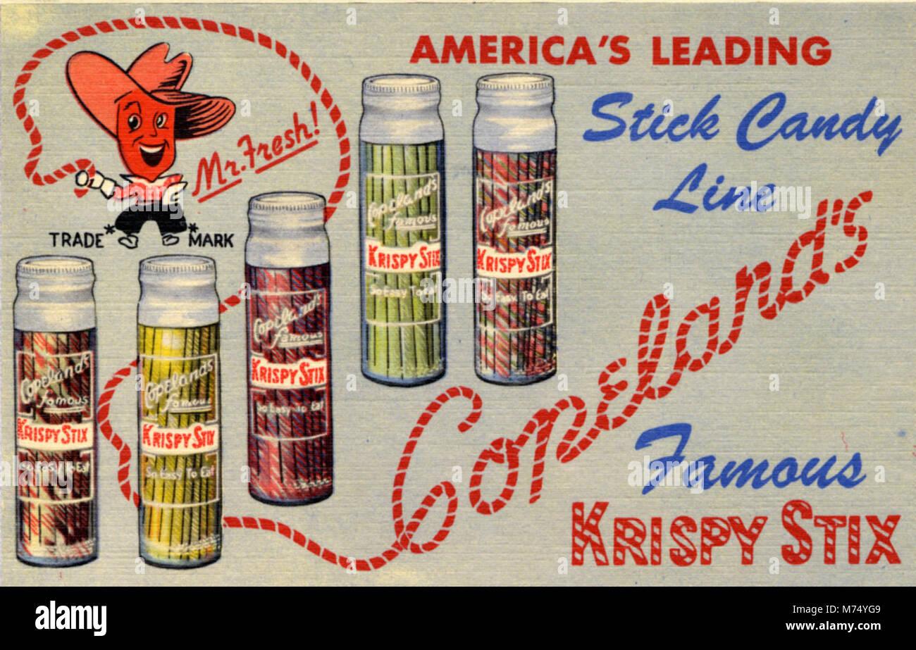 America's Leading Stick Candy Line, Copeland's Famous Krispy Stix, Mr ...