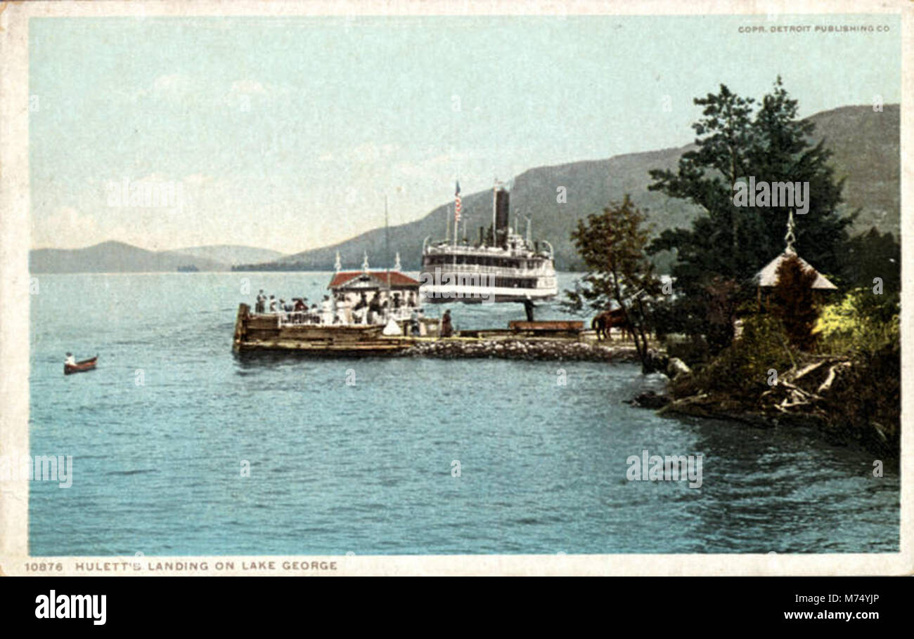 A photograph of Hulett's Landing, a popular location on Lake George ...