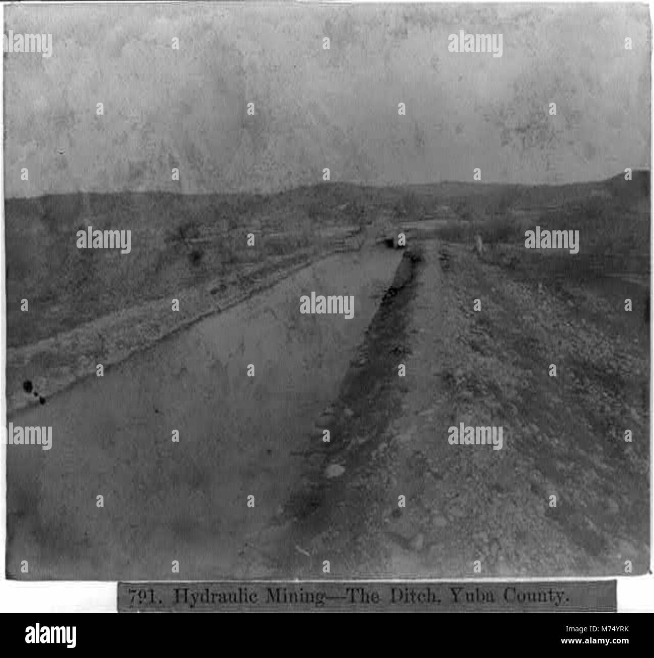 A scene from Yuba County, California, showing the hydraulic mining ...