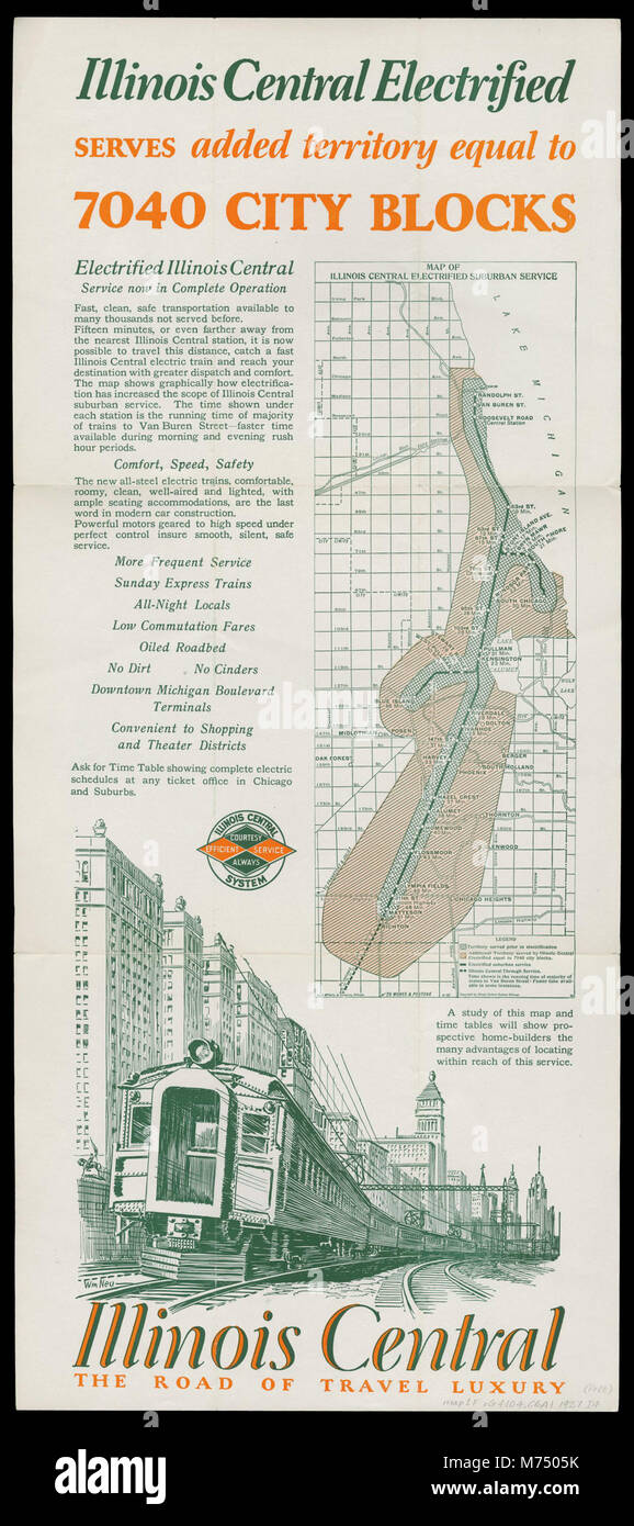 Illinois Central electrified serves added territory equal to 7040 city ...