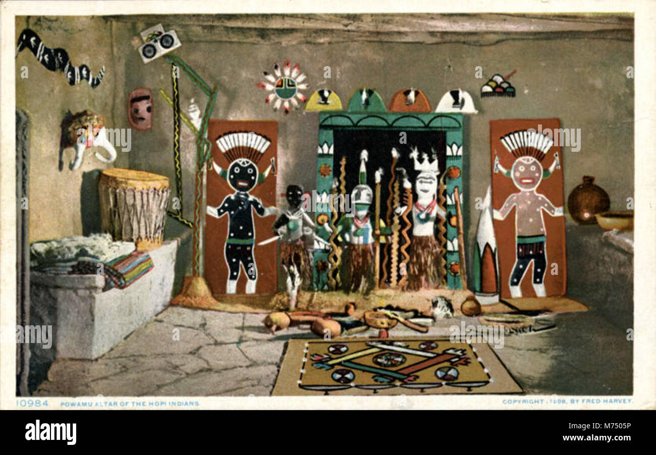 This photograph shows the Pawamu Altar of the Hopi Indians, a sacred ...