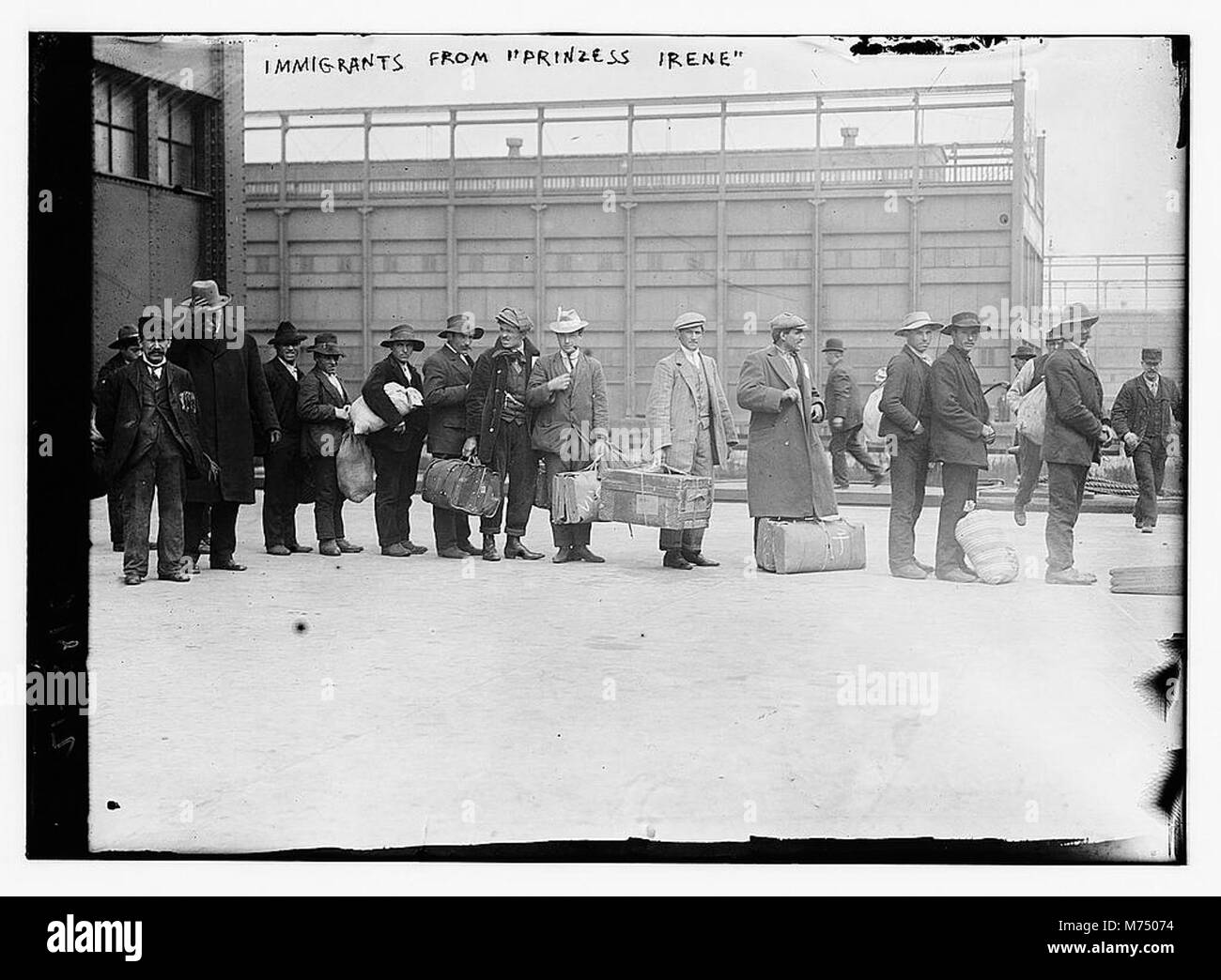 This image depicts immigrants arriving on the ship 'Prinzess Irene ...