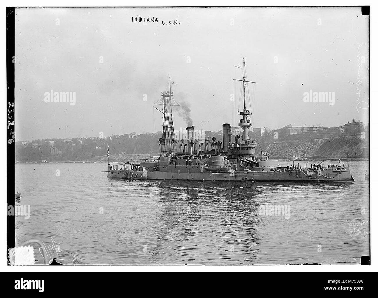 A historical image of a U.S. Navy ship named Indiana, showcasing its ...