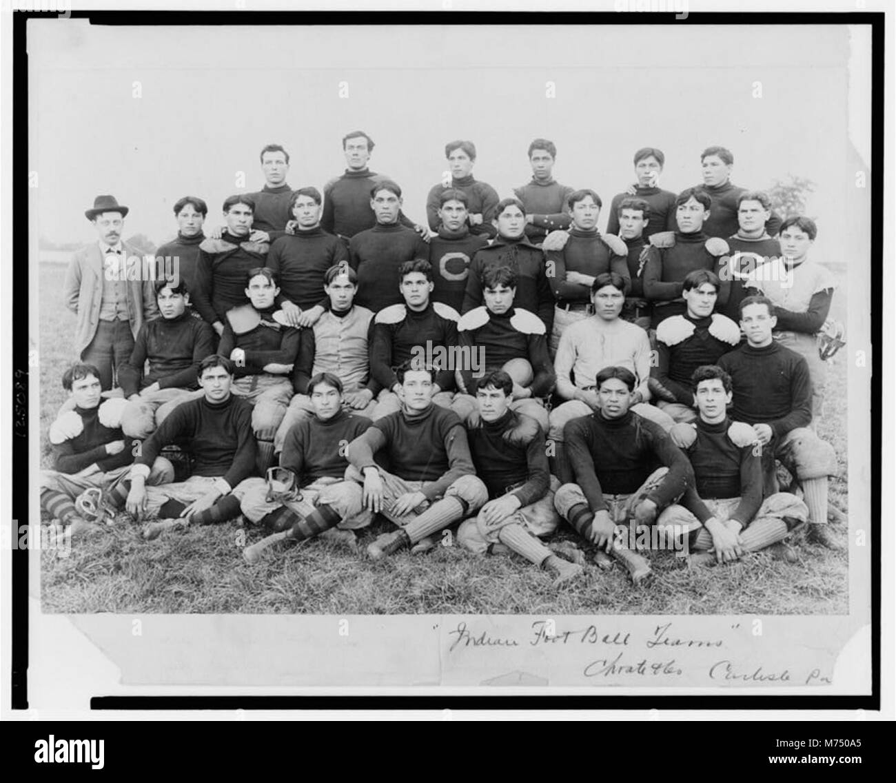 A historical photograph of the Choate & Co. Indian football teams ...