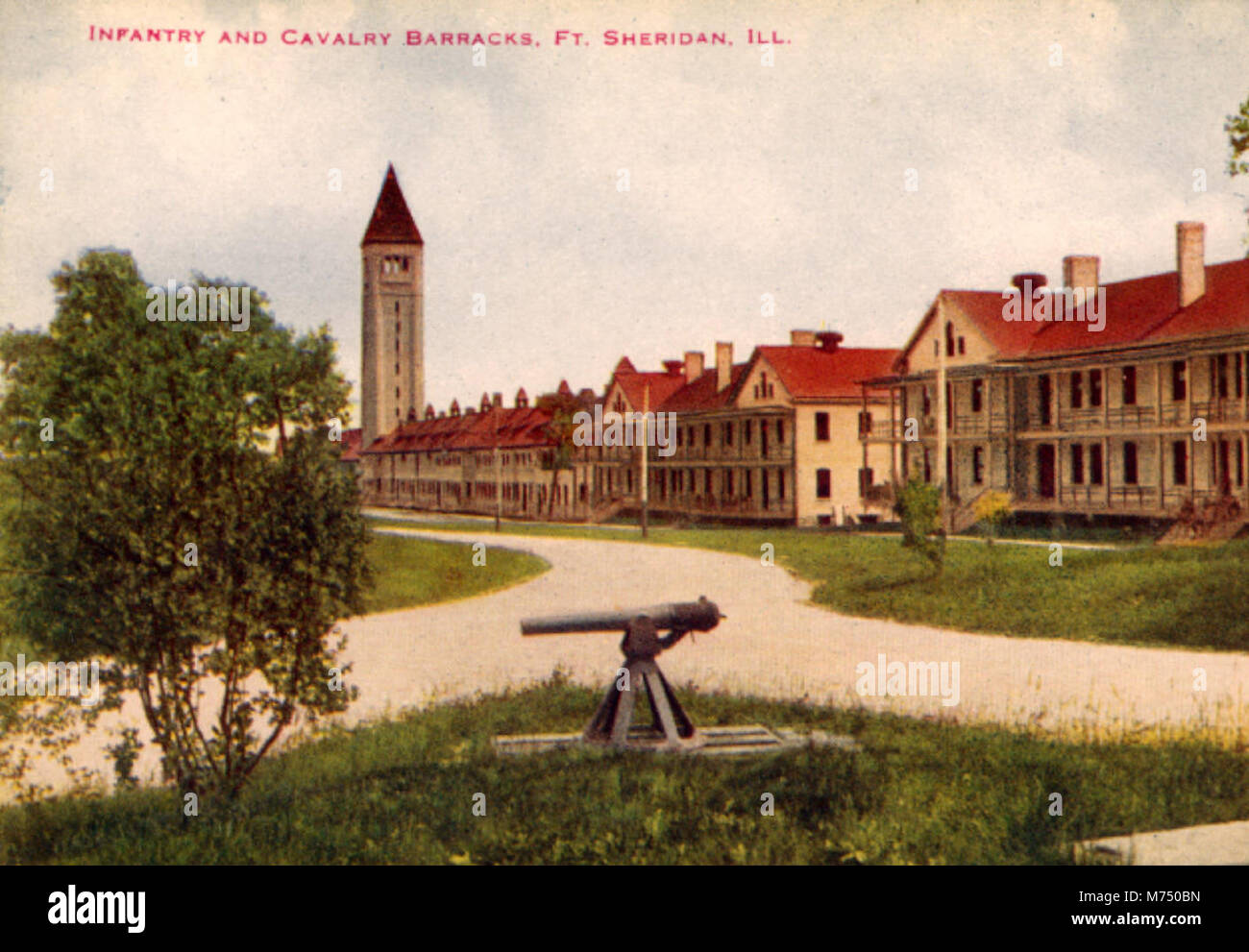 A photograph showing the infantry and cavalry barracks, likely from the ...