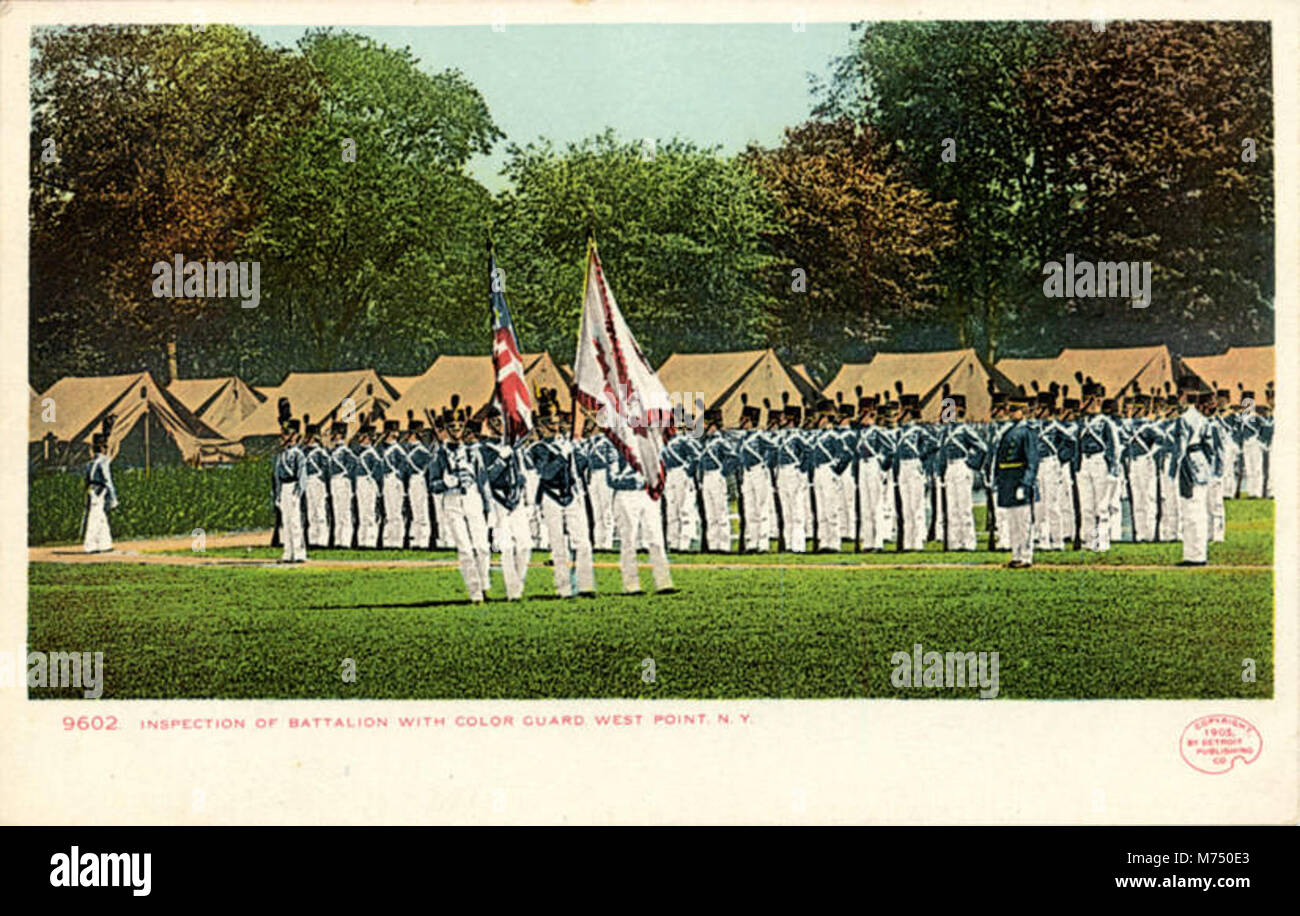 This photograph shows the inspection of a military battalion with a ...
