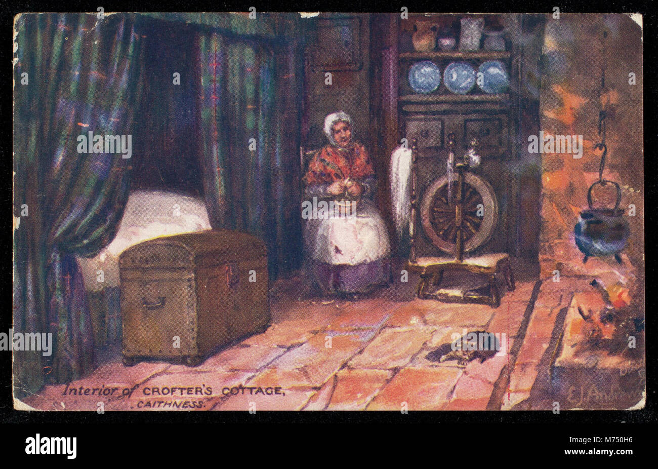 An interior view of a traditional crofter's cottage in Caithness ...