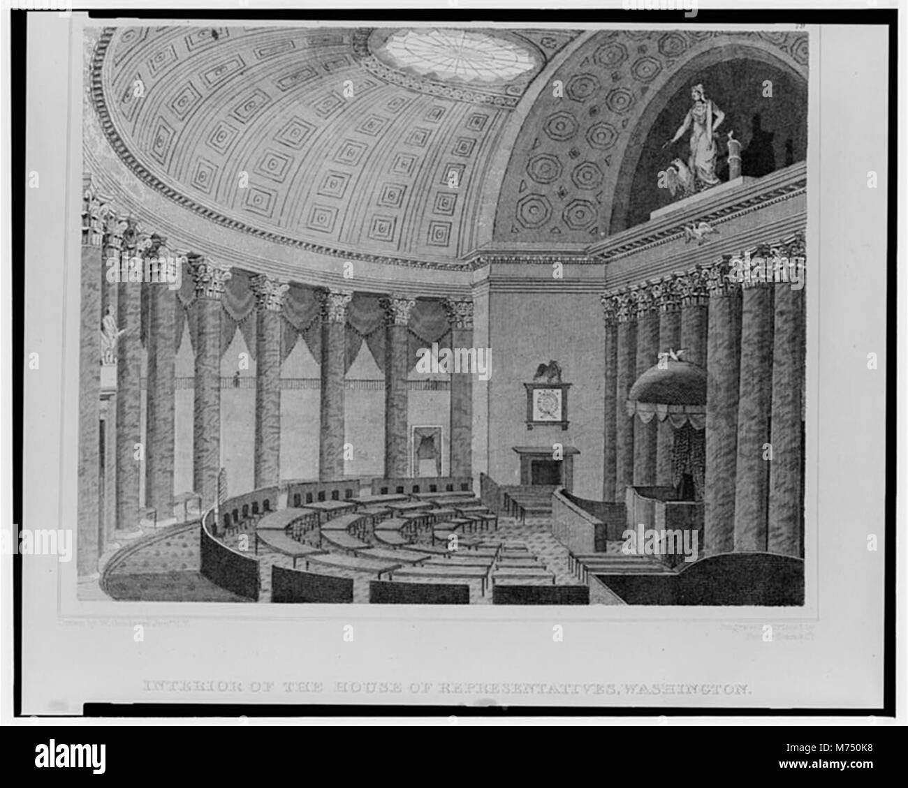 A detailed drawing of the interior of the U.S. House of Representatives ...
