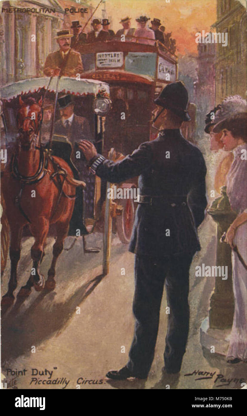 A historical photograph of a policeman performing point duty at ...