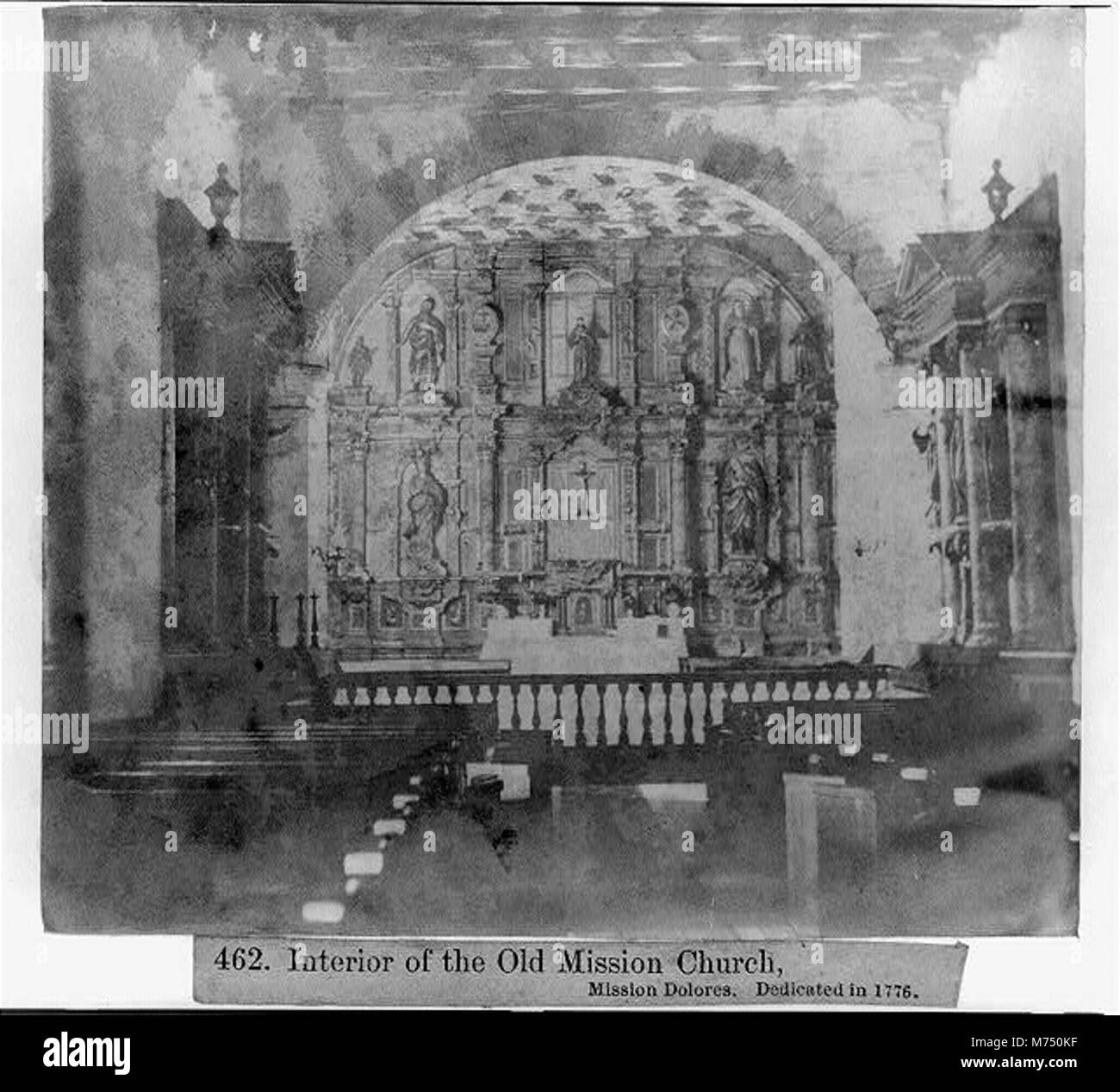Interior of the Old Mission Church, Mission Dolores - Dedicated in 1776 ...
