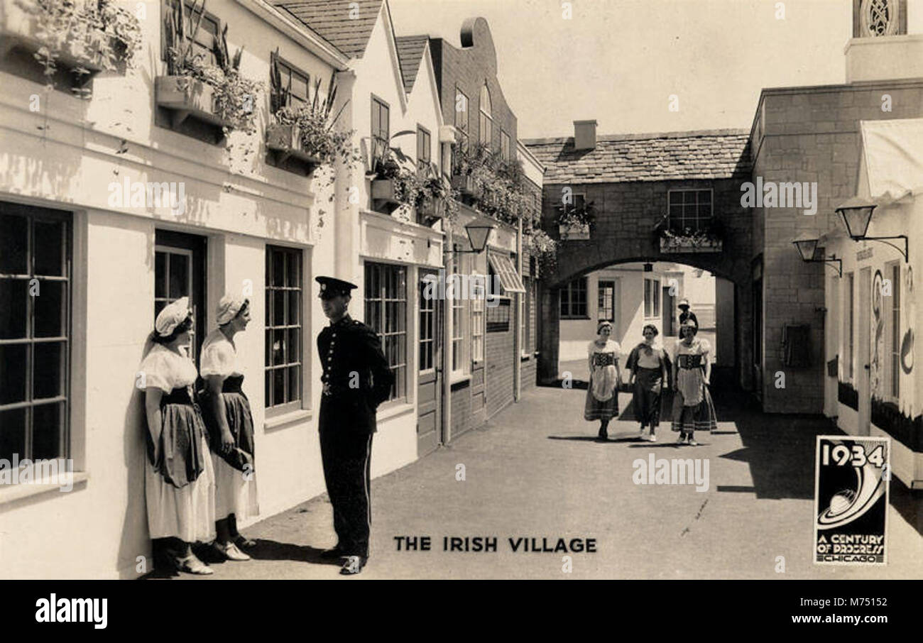 A photograph of an Irish village, showing traditional architecture and ...