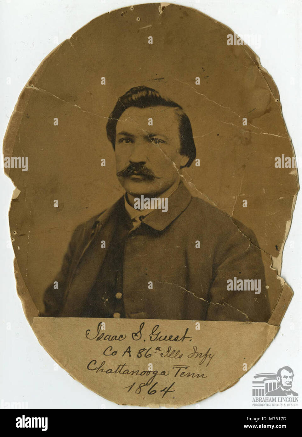 A photograph of Isaac S. Guest, a historical figure, likely ...