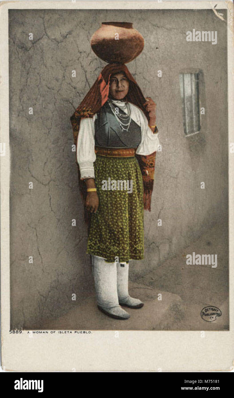 A photograph of a woman from the Isleta Pueblo in New Mexico, capturing ...