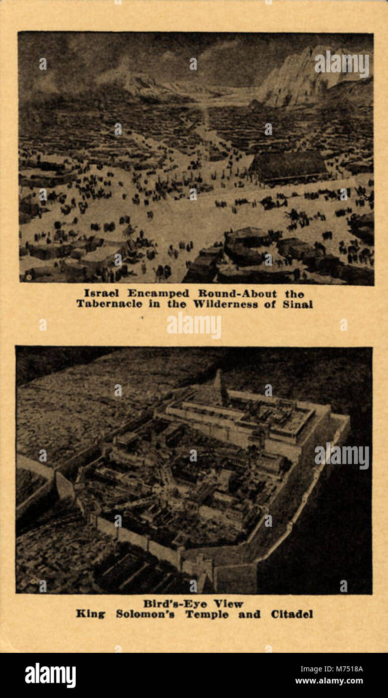 A birds-eye view depiction of the ancient Israelites encamped around ...
