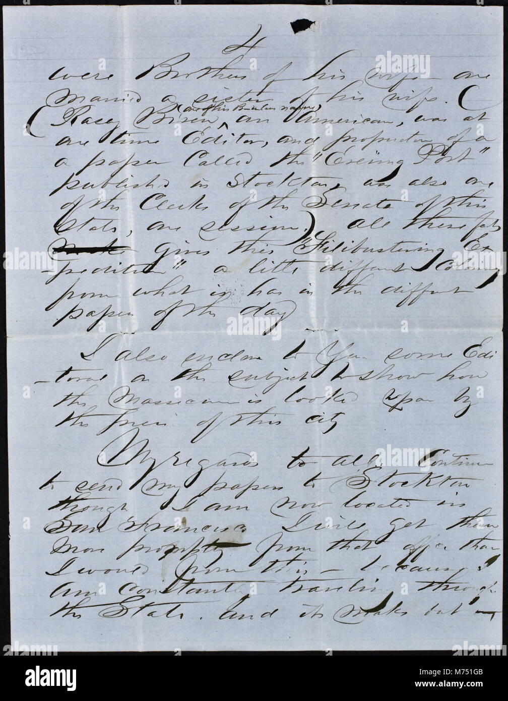 This letter from J.M. Vansyckle to A.W. Francisco, written in 1857 ...