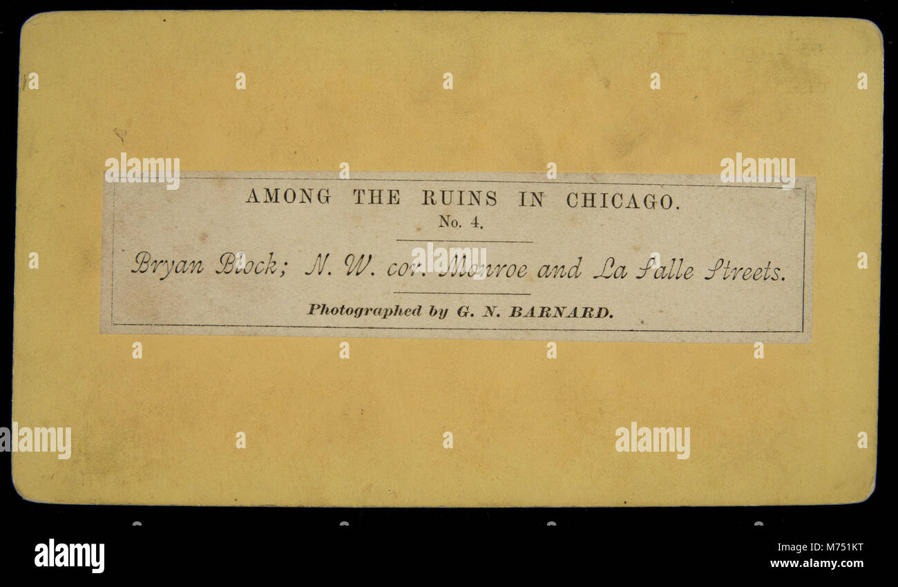 The photograph captures the ruins of the Bryan Block in Chicago ...