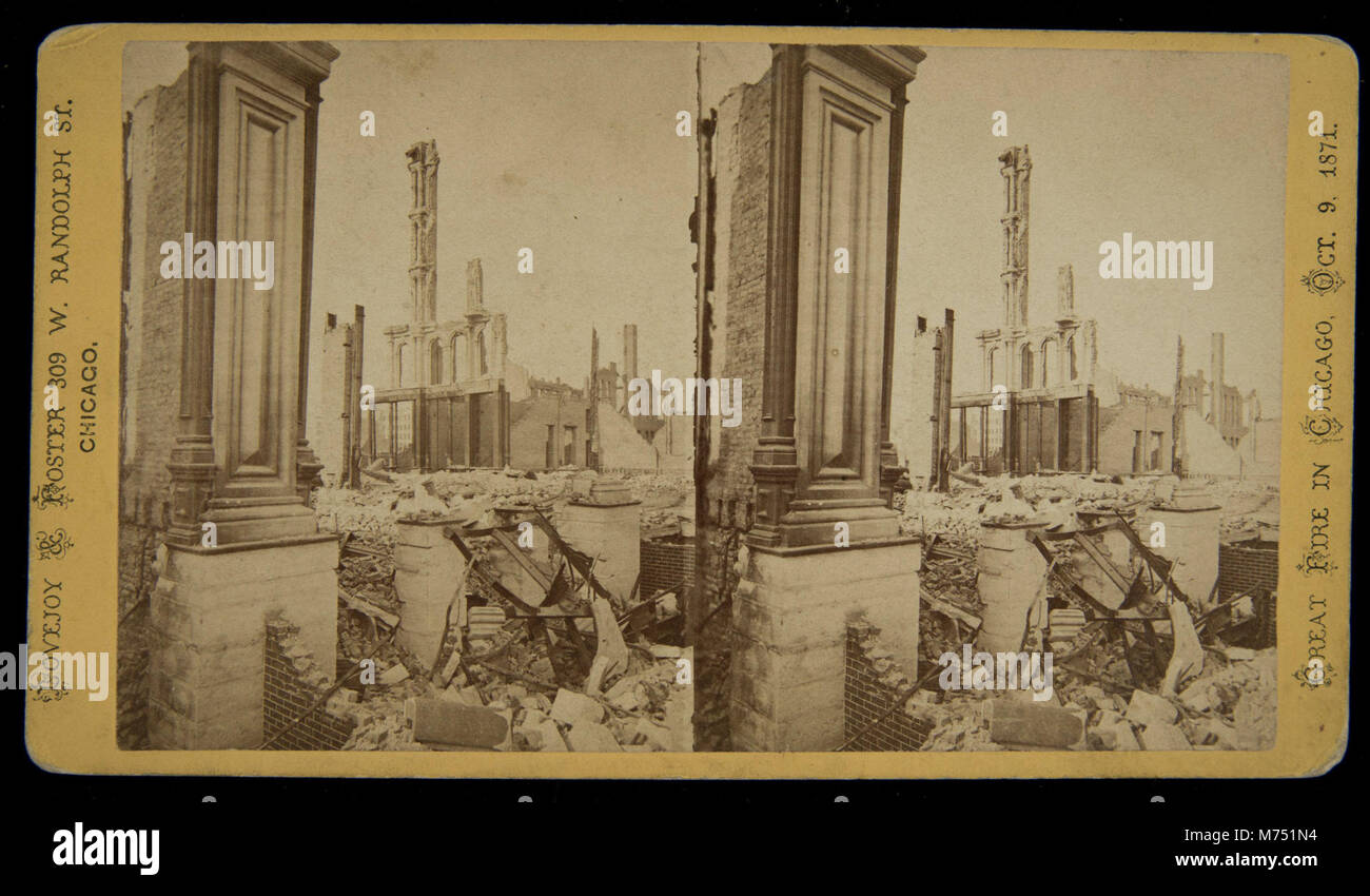 A historical photograph showing the ruins in Chicago after the Great ...