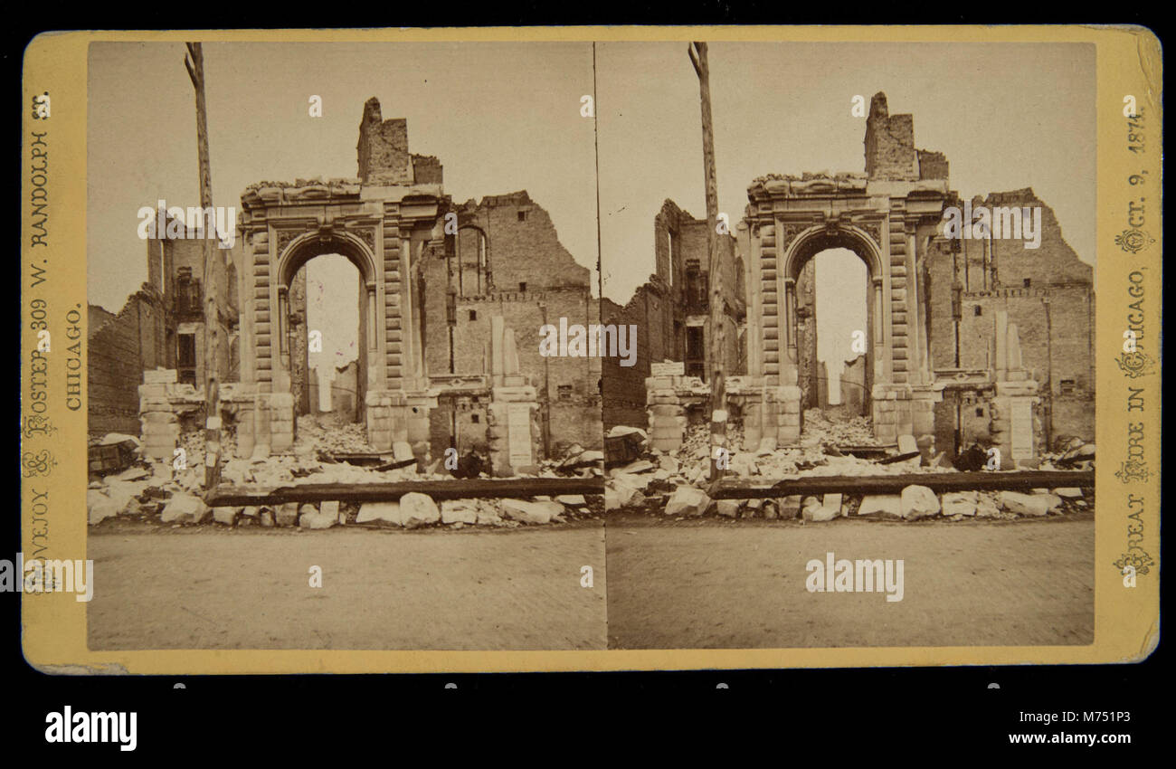 A photograph showing the ruins on Washington Street in Chicago. Taken ...
