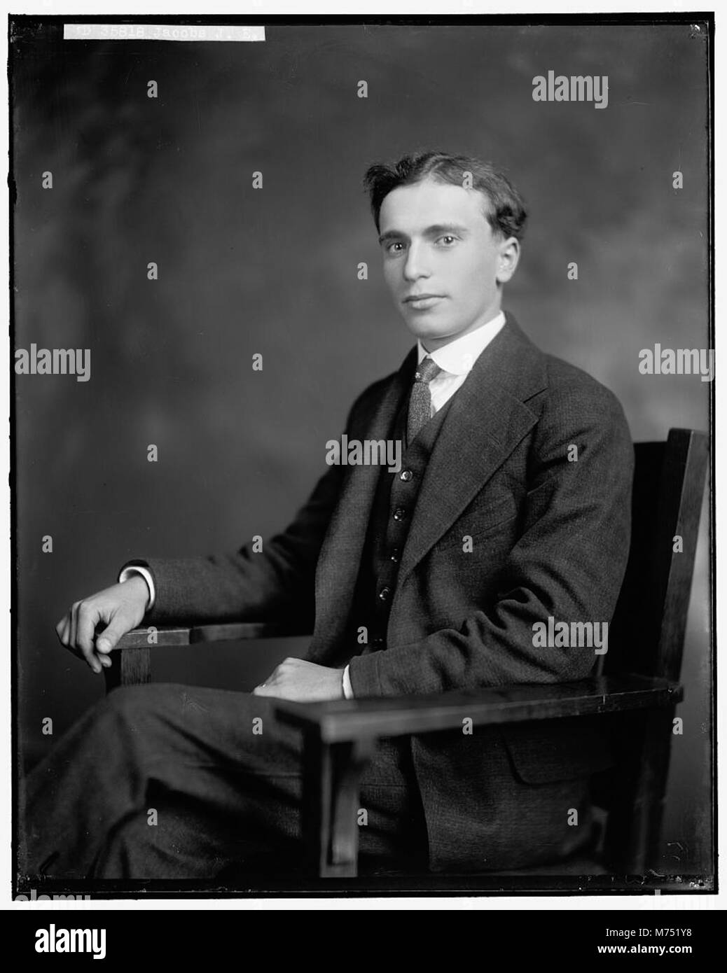 A portrait of J.E. Jacobs, a historical figure. The photograph reflects ...