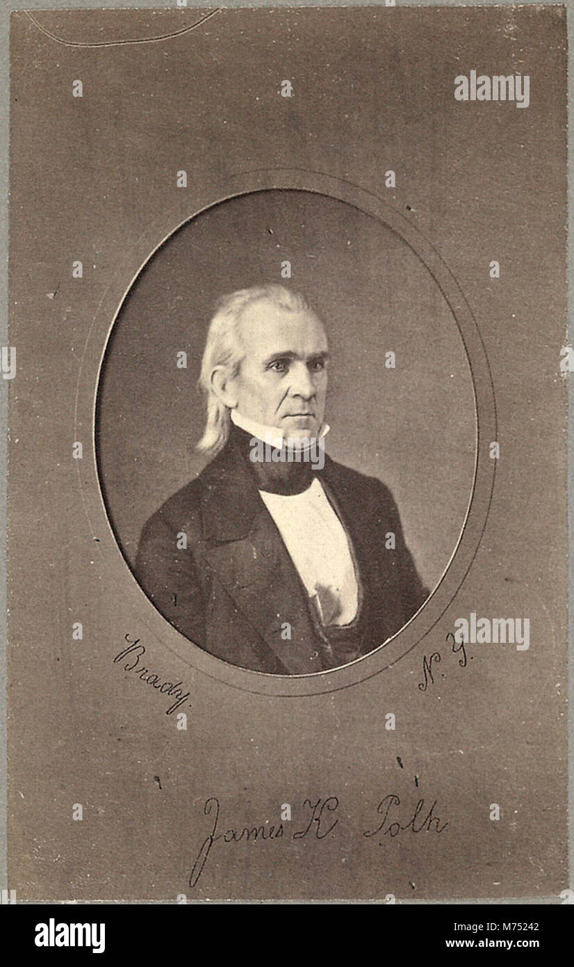 A head-and-shoulders portrait of James K. Polk, the 11th President of ...