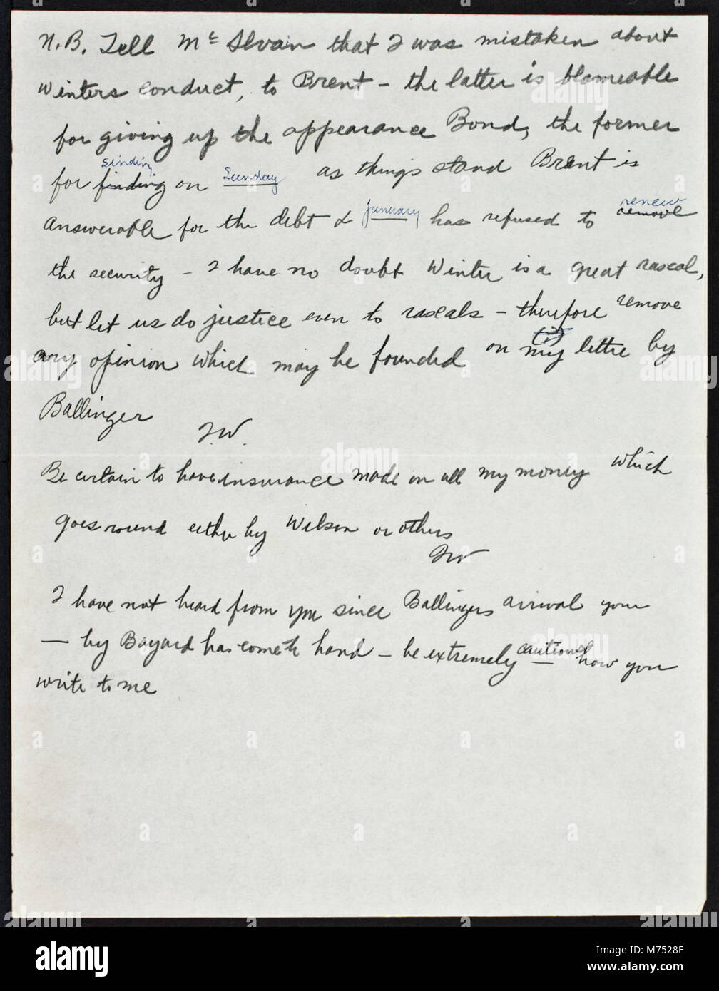 This image is a letter written by James Wilkinson to Philip Nolan in ...