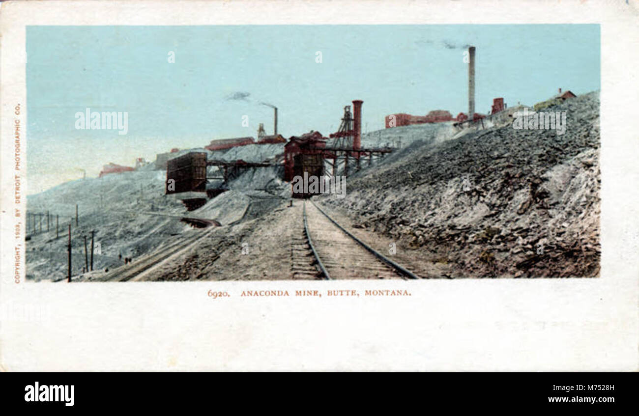 A photograph of the Anaconda Mine in Butte, Montana, a major site for ...