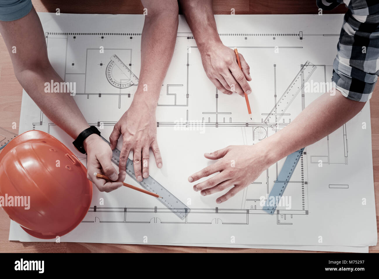 Top view photo of working process on the sketch Stock Photo - Alamy