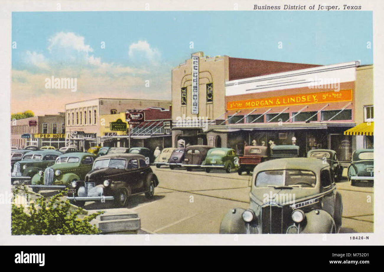 A photograph of the business district in Jasper, Texas, showing early ...