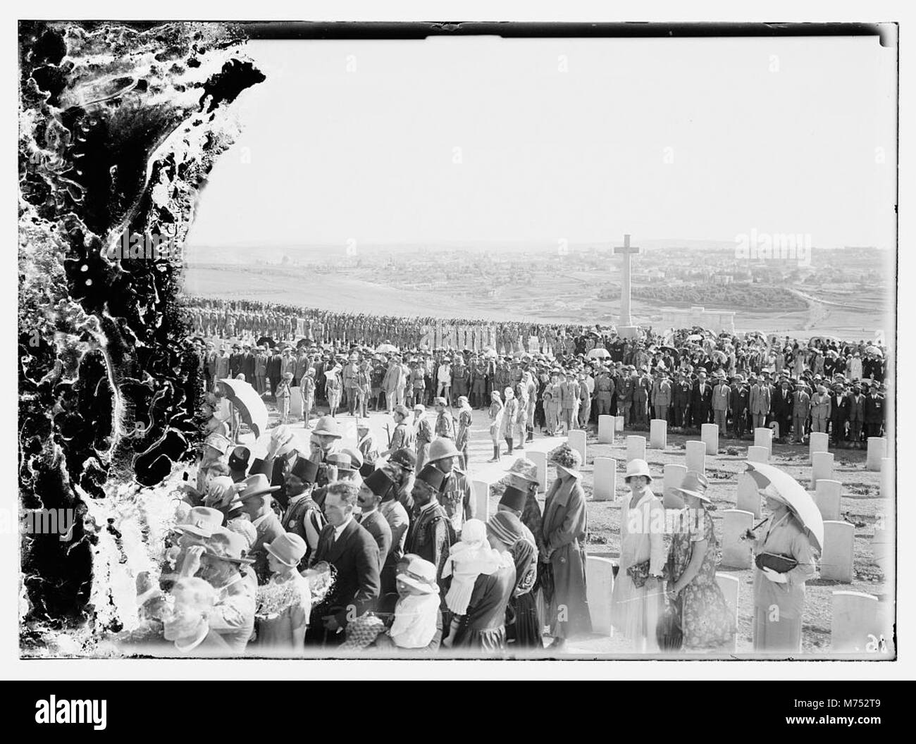 A photograph from the dedication ceremony of a war cemetery in ...
