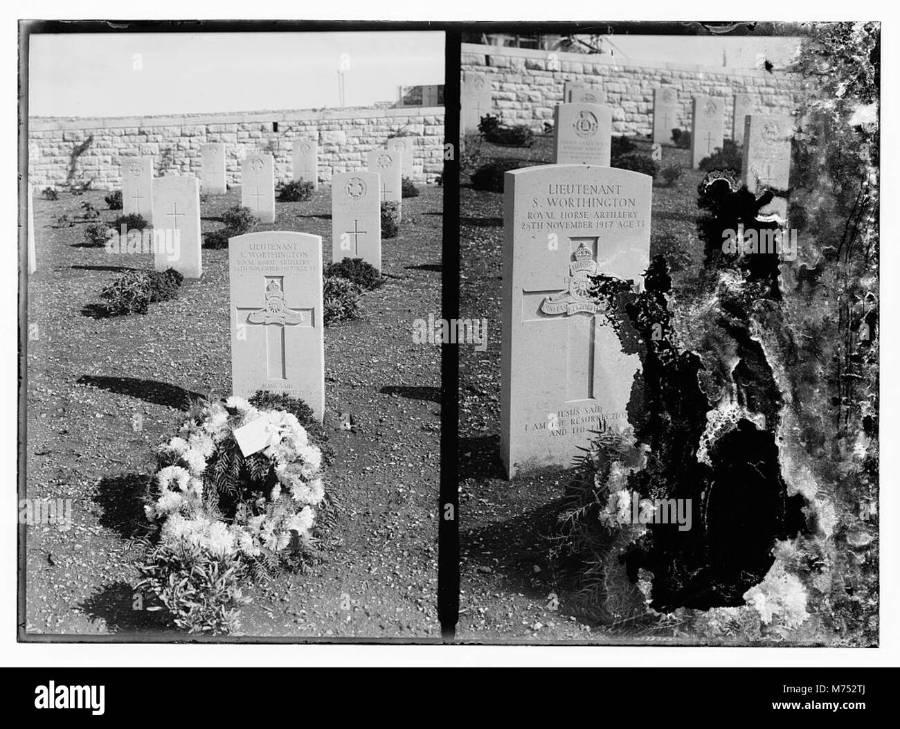 This photograph captures the solemnity of the Jerusalem war cemetery, a ...