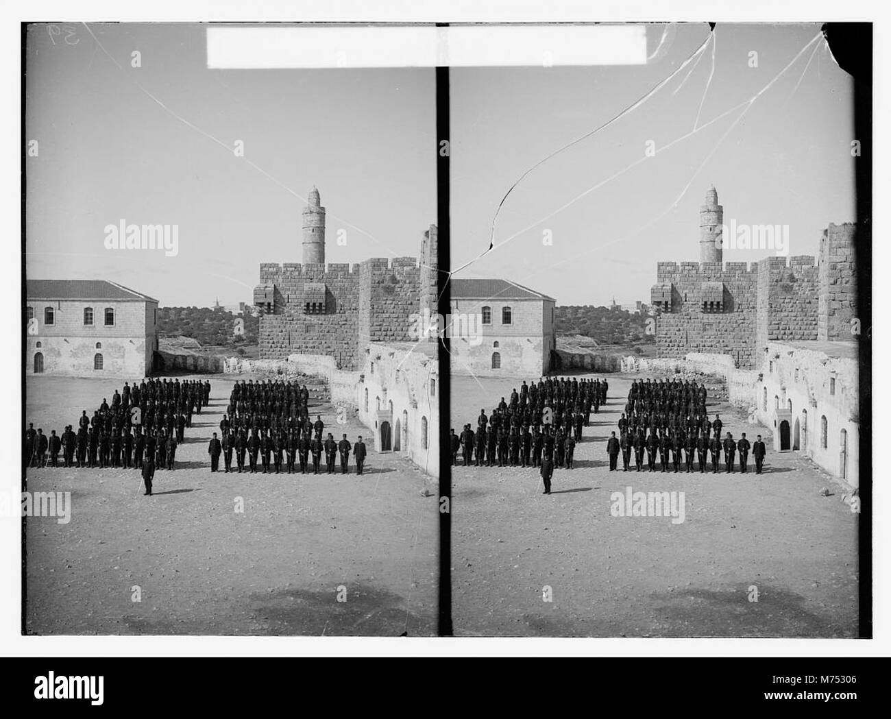 This photograph shows the approach to Jerusalem, with Turkish soldiers ...