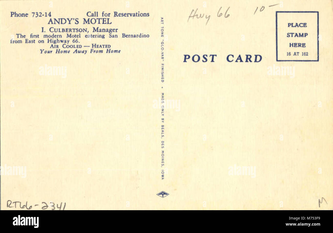 A photograph of Andy's Motel, a mid-20th-century establishment likely ...