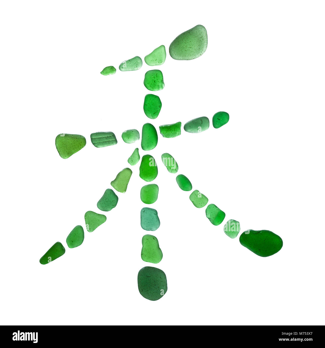 Chinese symbol he - rice plant, grain, cereal, made of sea glass on ...
