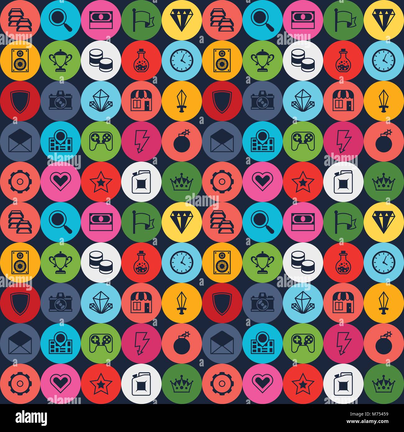 Seamless pattern with game icons in flat design style Stock Vector ...